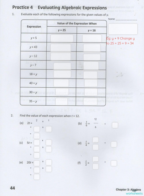 Algebra: interactive worksheets and online exercises | TopWorksheets