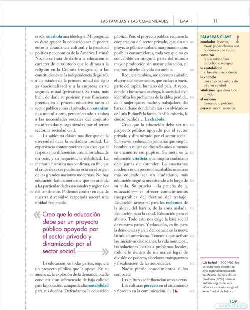 1. Las familias y las comunidades 11. Ficha interactiva | TopWorksheets