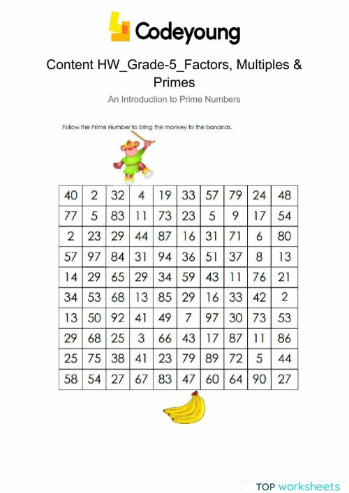 Content-HW-An Introduction to Prime Numbers. Interactive worksheet ...