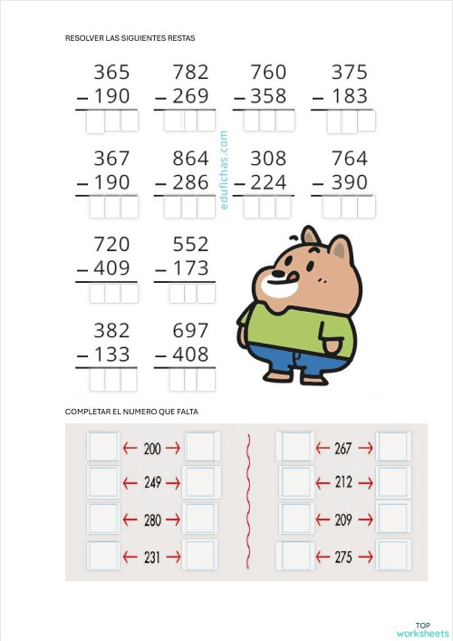 RESTAS LLEVANDO. Ficha interactiva | TopWorksheets