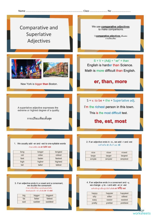 Comparative and Superlative Adjective. Interactive worksheet ...