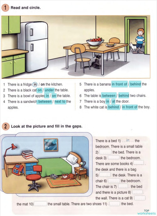 Prepositions of place A1. Interactive worksheet | TopWorksheets