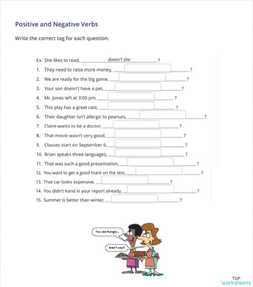 tag questions worksheet. Interactive worksheet | TopWorksheets
