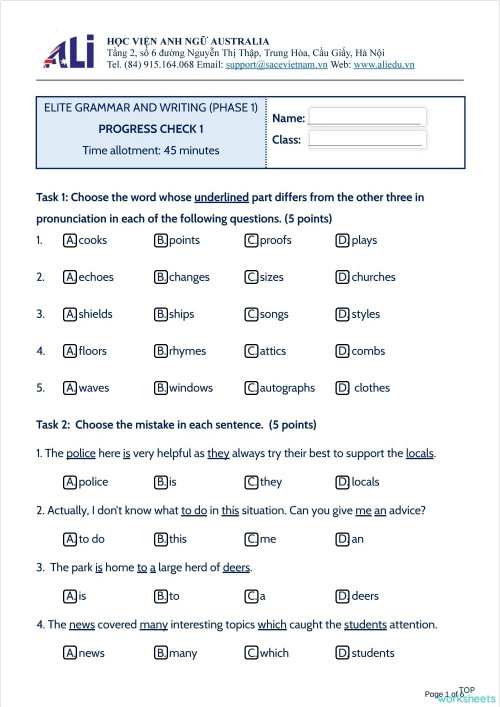AEF2 - 2B - HW. Interactive worksheet | TopWorksheets
