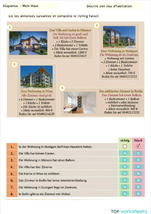 Mein Haus. Interaktives Arbeitsblatt | TopWorksheets