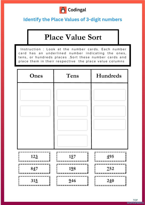 M_G03M04L07_WC01_Understand_place_value_for_3-digit_numbers_1. Interactive worksheet | TopWorksheets