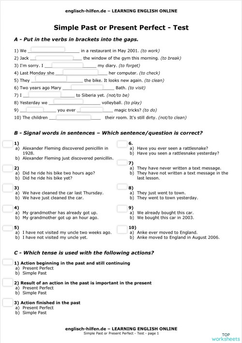 test_simple_past_present_perfect_en (Copied). Interactive worksheet ...