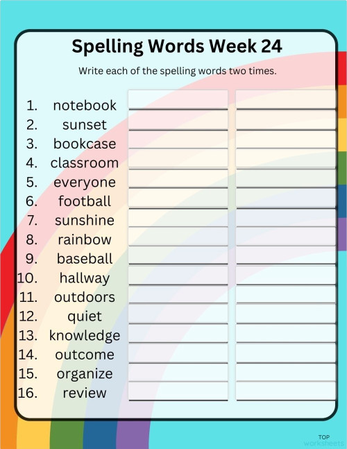 Spelling Words 24.1. Interactive worksheet | TopWorksheets