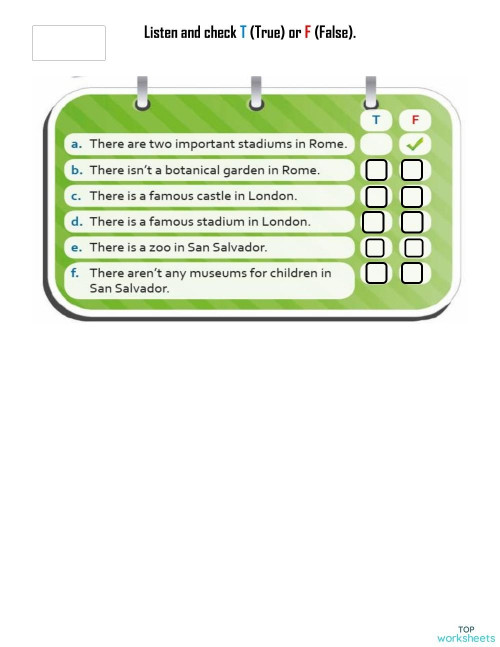 LISTEN AND CHECK. Interactive worksheet | TopWorksheets