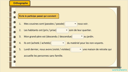 participe passé1. Fiche interactive | TopWorksheets