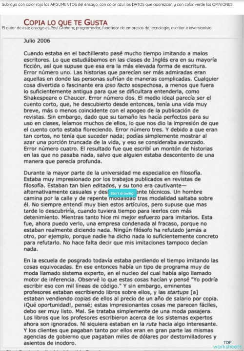 Partes del ensayo. Ficha interactiva | TopWorksheets Partes del ensayo. Ficha interactiva | TopWorksheets