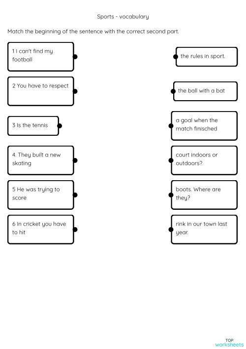 Sports - vocabulary. Interactive worksheet | TopWorksheets
