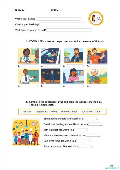 Primary- Test 4. Interactive worksheet | TopWorksheets