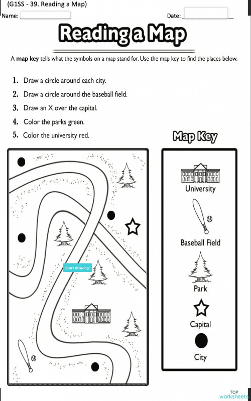 G1SS - 39. Reading a Map. Interactive worksheet | TopWorksheets