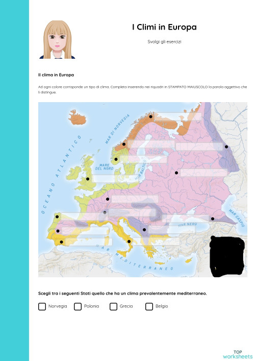 I Climi in Europa. Scheda interattiva | TopWorksheets