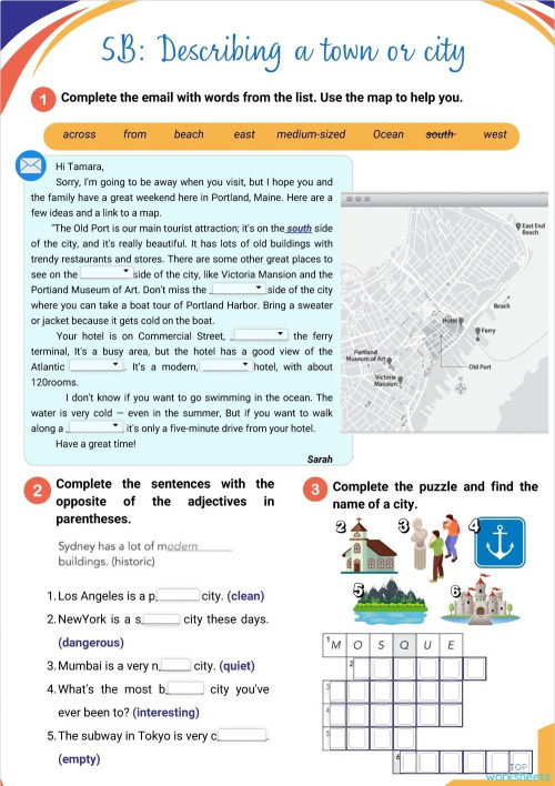 5B DESCRIBING A TOWN OR CITY Interactive Worksheet TopWorksheets 5b-describing-a-town-or-city-interactive-worksheet-topworksheets