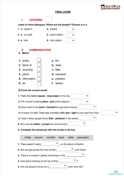 Young 5 Final exam (GTT-5). Interactive worksheet | TopWorksheets