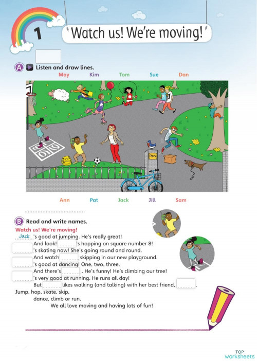 Unit 1: Watch us! We're moving! (23). Interactive worksheet | TopWorksheets