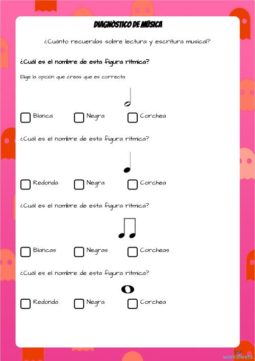 Lenguaje musical: fichas interactivas y ejercicios online | TopWorksheets