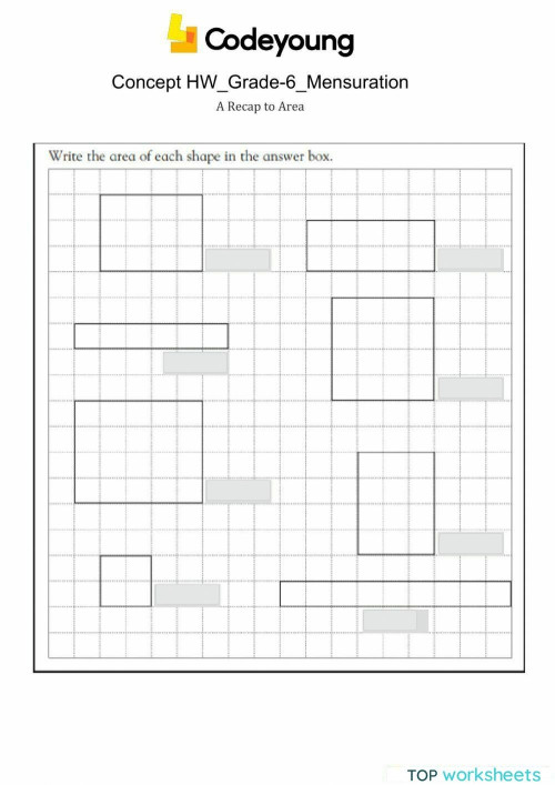 A Recap to Area Concept HW. Interactive worksheet | TopWorksheets