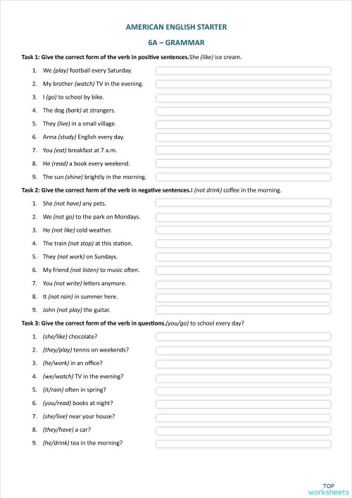 Like/Want/Need/Have + To + Verb. Interactive worksheet | TopWorksheets