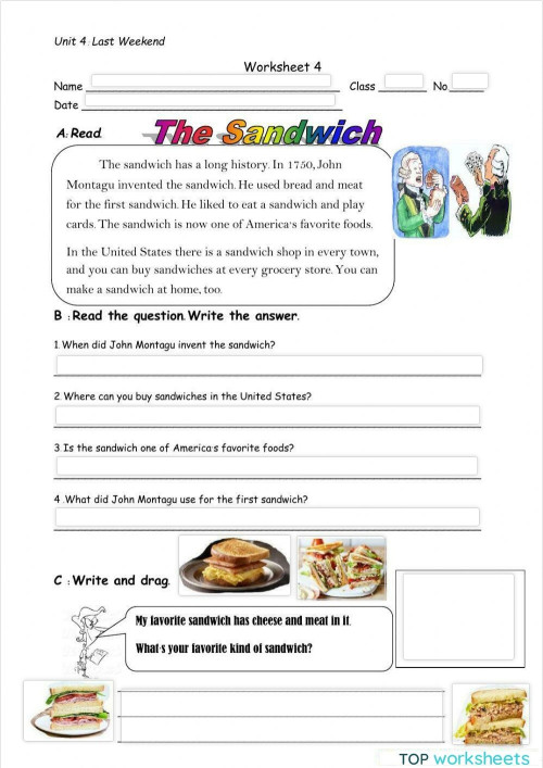 Unit 4 : Last weekend (Reading). Interactive worksheet | TopWorksheets