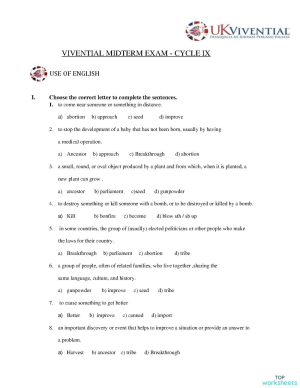 INT2 MIDTERM EXAM. Interactive worksheet | TopWorksheets