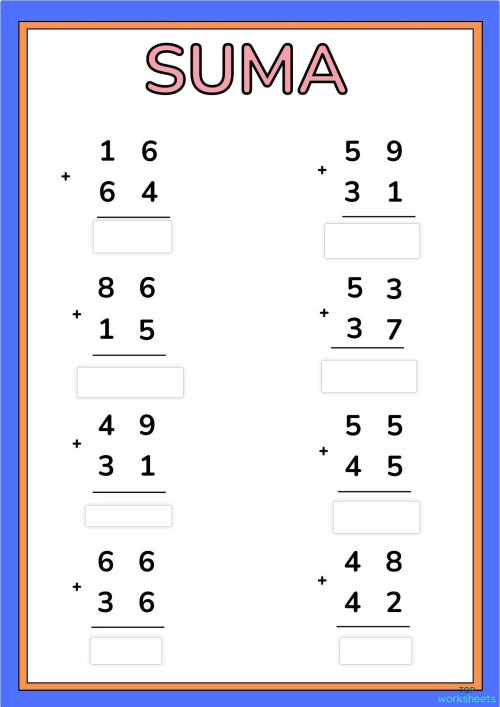SUMAS CON LLEVADA. Ficha interactiva | TopWorksheets