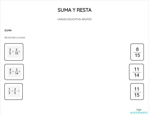 SUMA Y RESTA. Ficha interactiva | TopWorksheets
