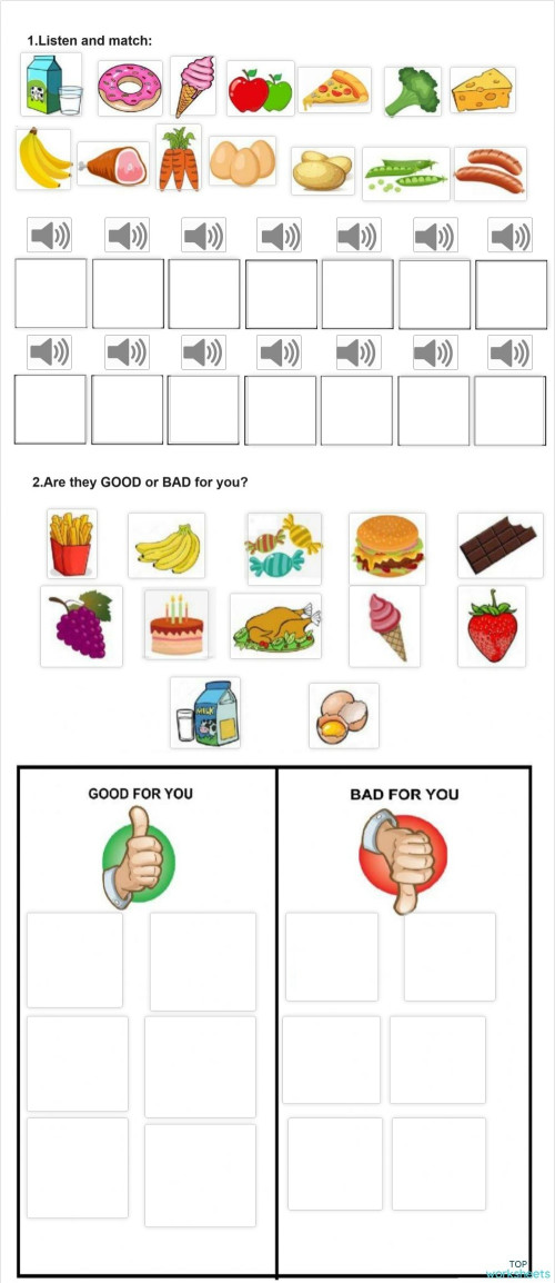 EN1_U4_Food_good_bad. Interactive worksheet | TopWorksheets