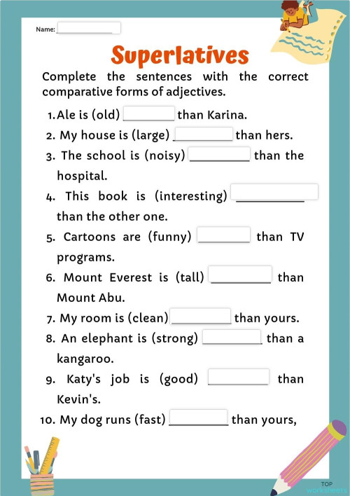 Superlatives_ fill in the blanks. Interactive worksheet | TopWorksheets