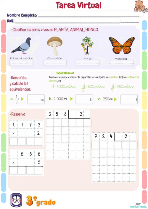 Tarea 4 de Septiembre. Ficha interactiva | TopWorksheets