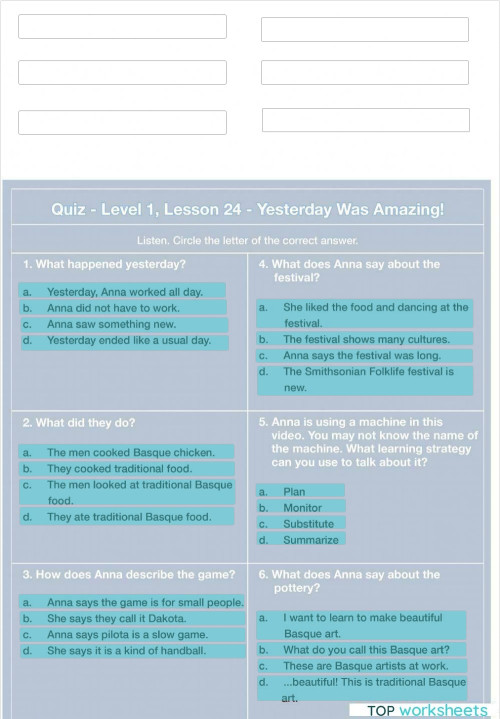 Listening exercise. Interactive worksheet | TopWorksheets