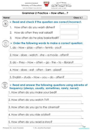 Unit 3 - Grammar 2 - How often?. Interactive worksheet | TopWorksheets