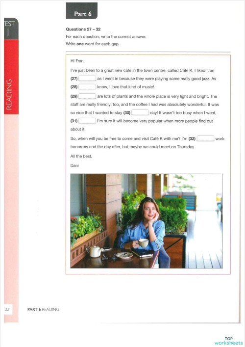 B1 Reading part 6. Interactive worksheet | TopWorksheets