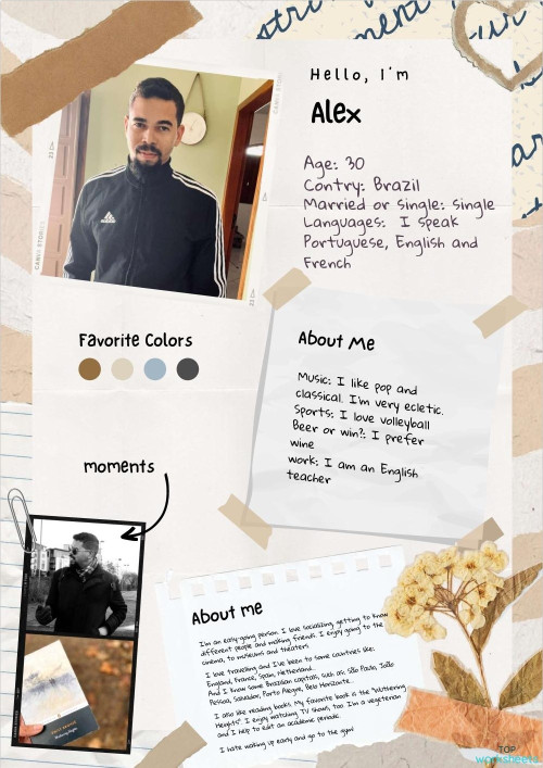 Alex's information. Interactive worksheet | TopWorksheets