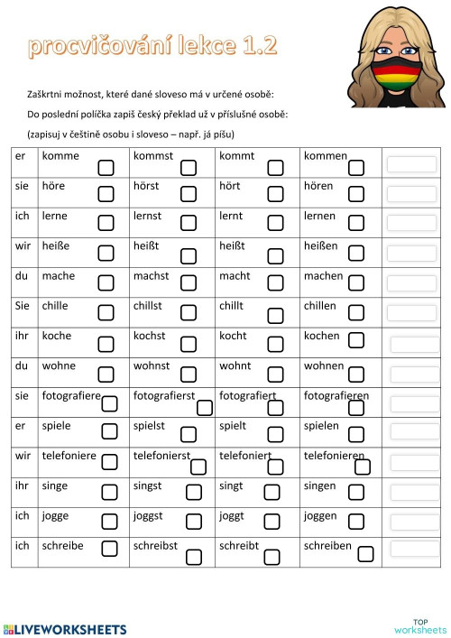 ČASOVÁNÍ SLOVES. Interaktives Arbeitsblatt | TopWorksheets