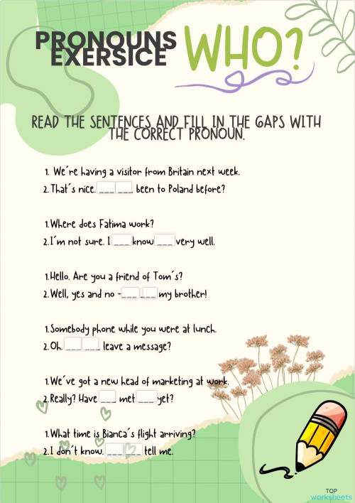 Pronoun_Excercises_6º.2. Interactive worksheet | TopWorksheets