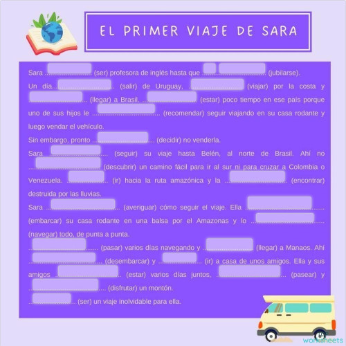 EL VIAJE DE SARA (Pretérito perfecto simple). Ficha interactiva ...