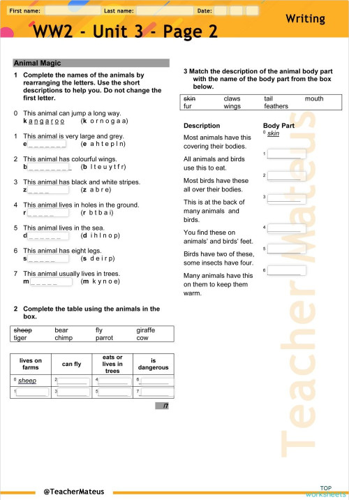 WW2 - Unit 3 - Page 2. Interactive worksheet | TopWorksheets