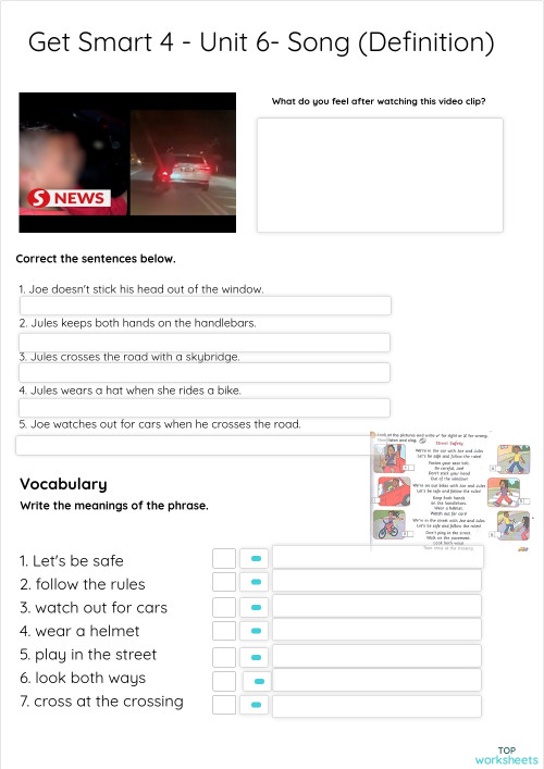 Get Smart 4 - Unit 6- Song (Definition). Interactive worksheet ...