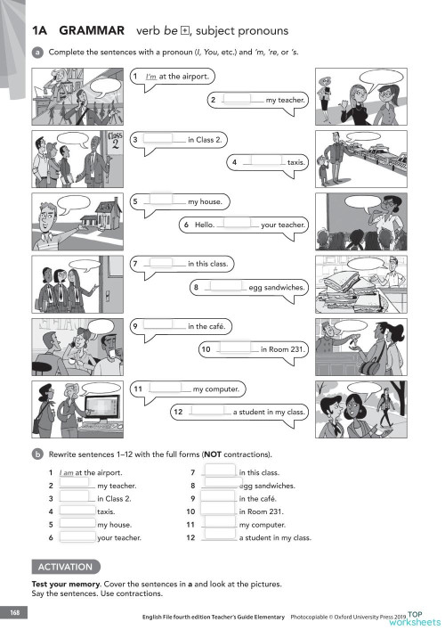 1A Be and subj pron. Interactive worksheet | TopWorksheets
