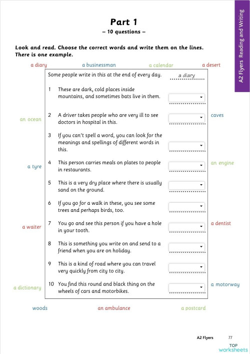 Reading and Writing flyers. Interactive worksheet | TopWorksheets