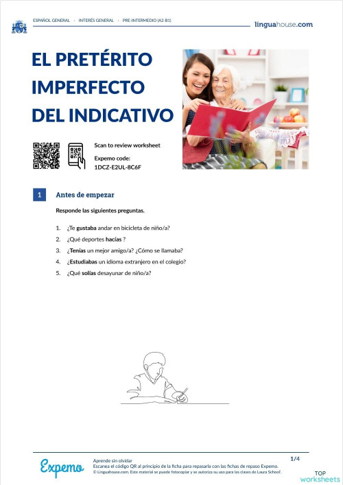 Pretérito imperfecto de indicativo. Ficha interactiva | TopWorksheets