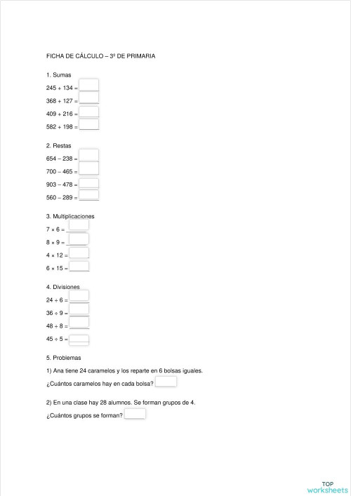 OPERACIONES COMBINADAS. Ficha interactiva | TopWorksheets