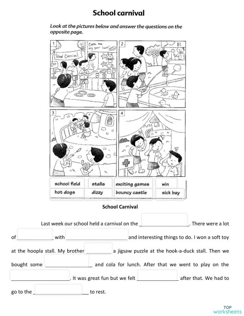 Composition- School Carnival 2 Blue. Interactive worksheet | TopWorksheets