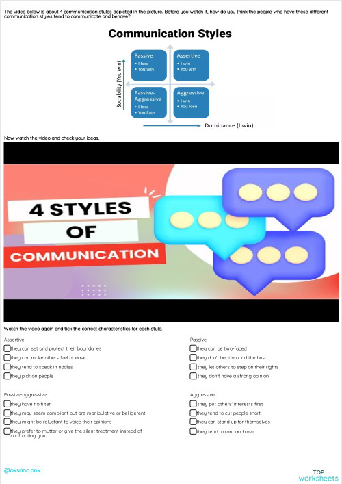 Social interactions and communication styles (pre-class). Interactive ...
