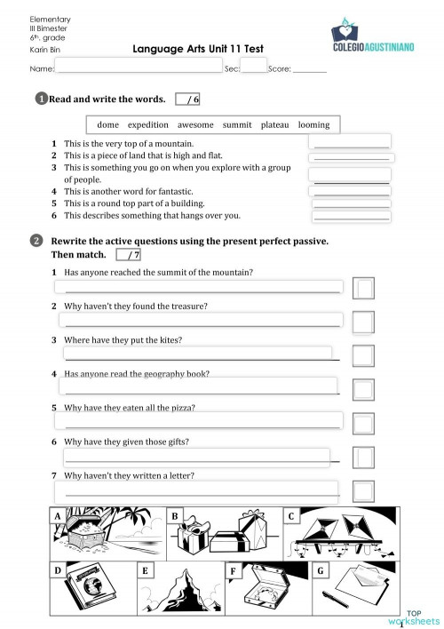 Unit 11 Language Arts. Interactive worksheet | TopWorksheets