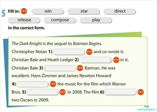 Film Vocabulary. Interactive worksheet | TopWorksheets