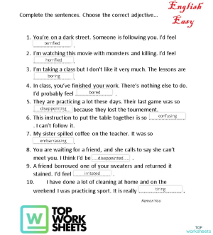Adjectives: interactive worksheets and online exercises | TopWorksheets